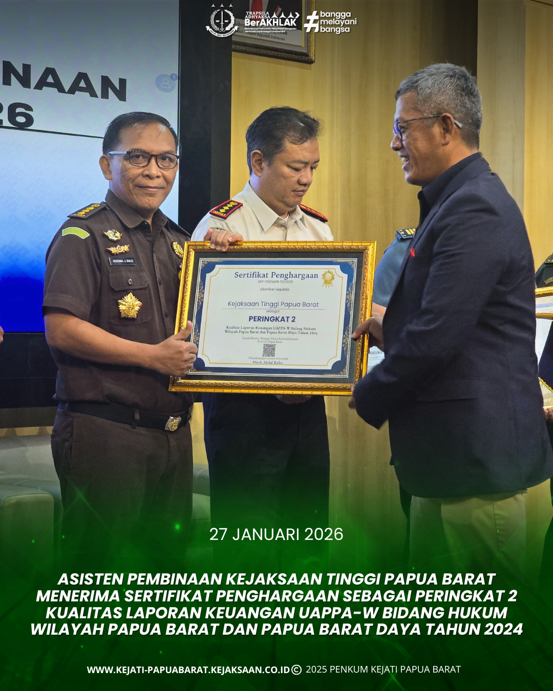 Asbin Kejati Papua Barat Meraih Penghargaan Peringkat 2 Kualitas ...